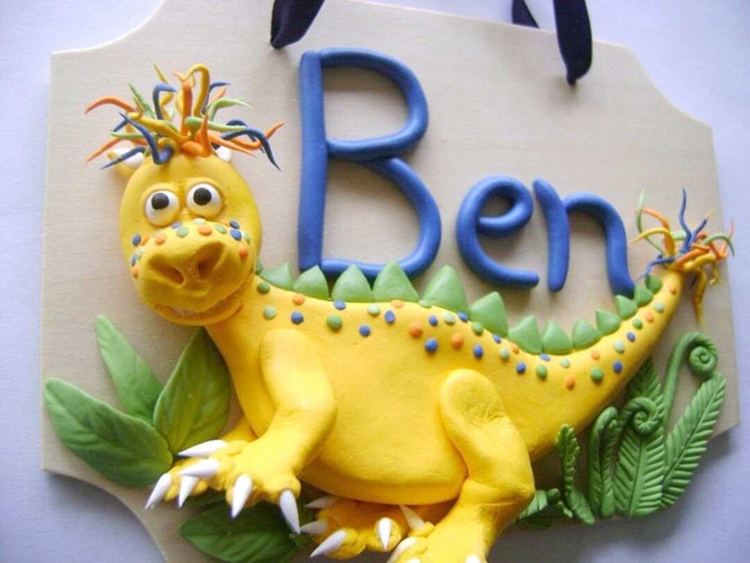 Kids Name Sign Personalized Kids Name Dinosaur Door Sign Custom Name ...