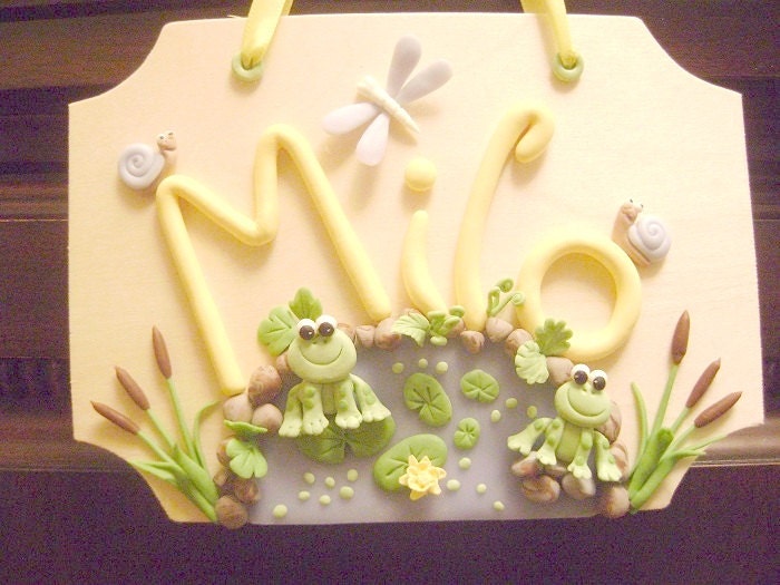 Kids Name Sign Personalized Kids Name Pond Frog Door Sign Dragonfly ...