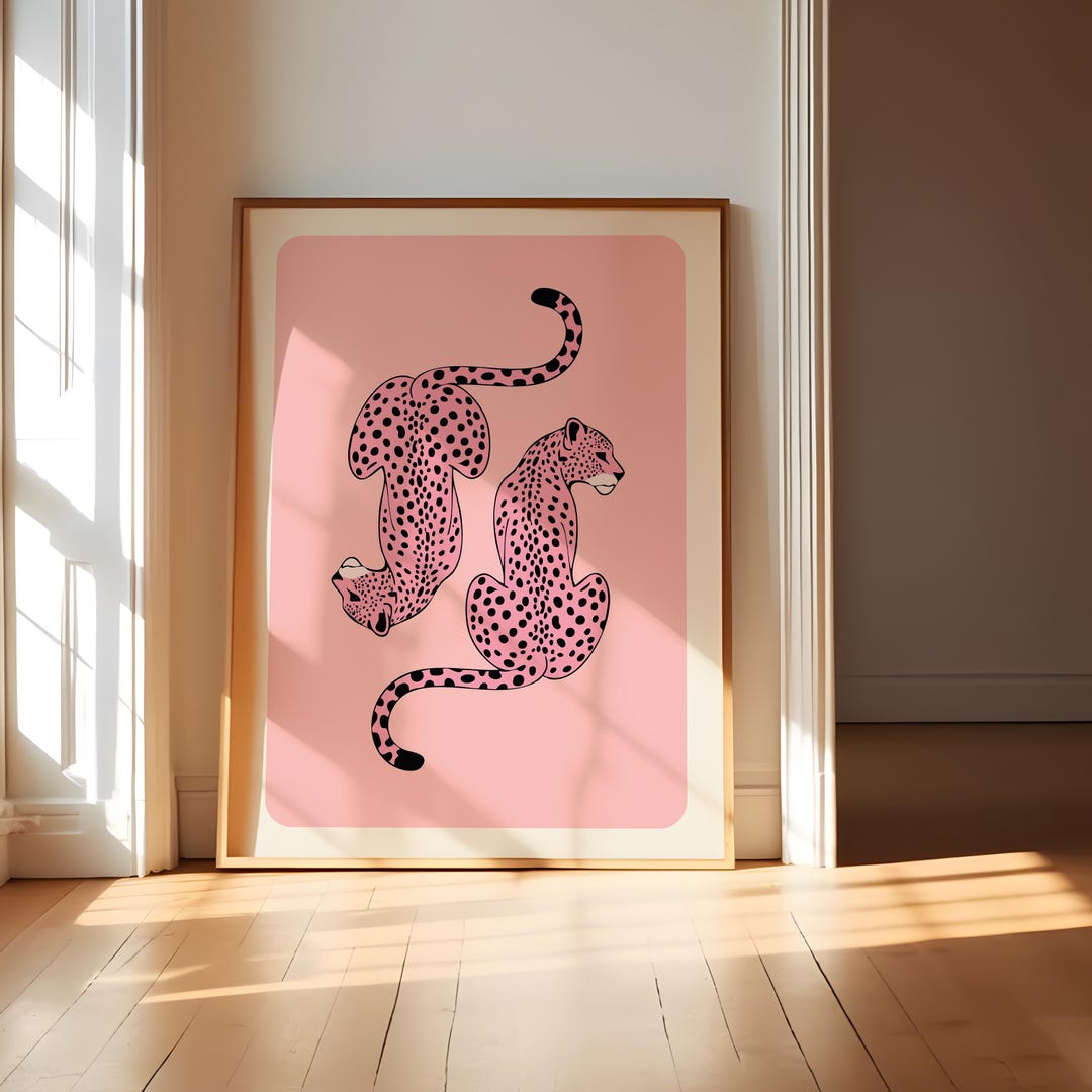 Pink Leopard Print Poster, Preppy Wall Art, Trendy Dorm Decor ...