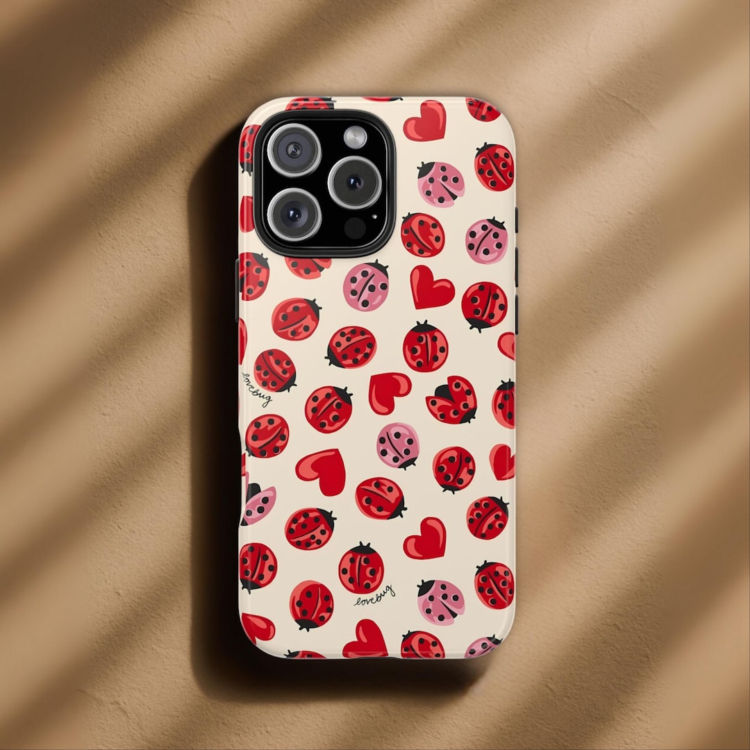 Ladybird Phone Case, Cute Ladybug Cover, Kawaii Red Aesthetic Design ...