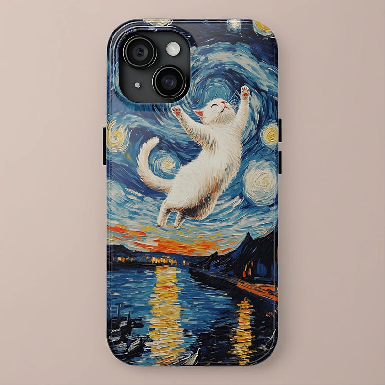 Van Gogh Cat Phone Case, Starry Night & Creation of Adam Kitten Cover ...