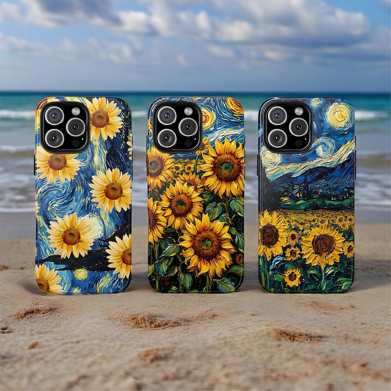 Van Gogh Sunflower Phone Case, Starry Night Cover, Impressionist Oil ...