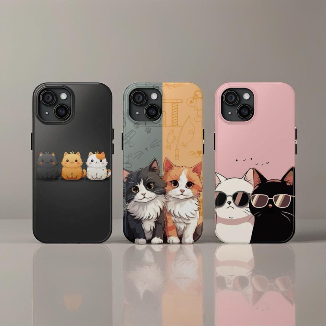Kitten Cat Phone Case, Cute Cat Cover for iPhone 16 Pro Max, 15 Plus ...