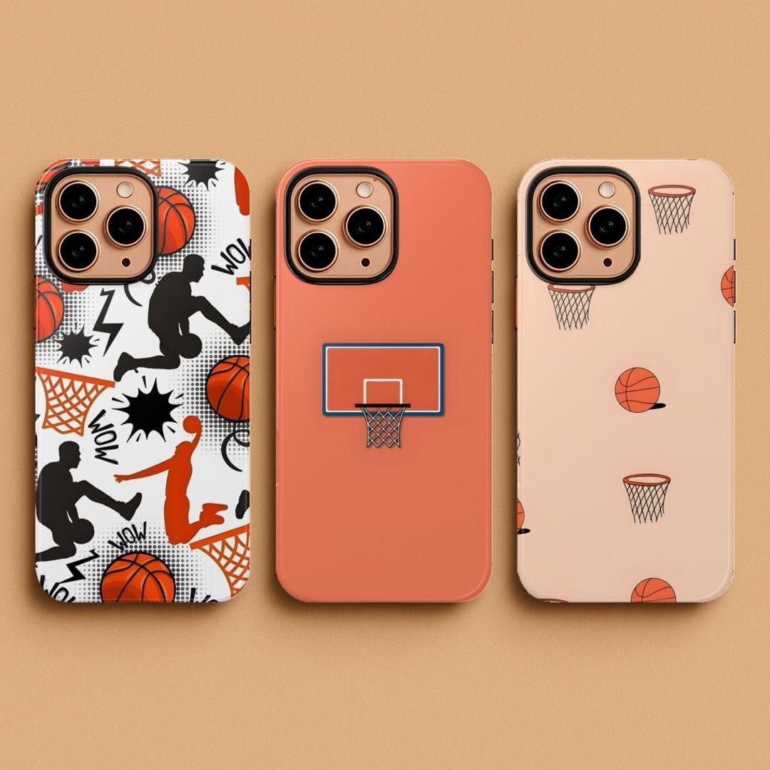 Basketball Phone Case, Sports Aesthetic Tough Case, Hoop & Ball Design ...