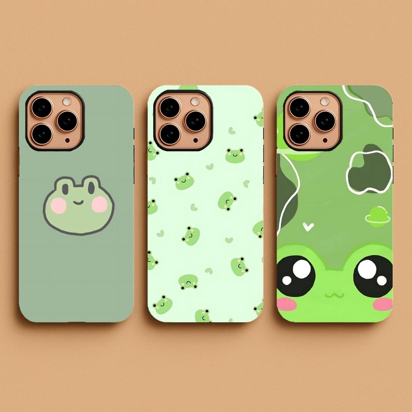 Kawaii Frog Phone Case, Cute Green Frog Cover, Aesthetic Animal Gift ...