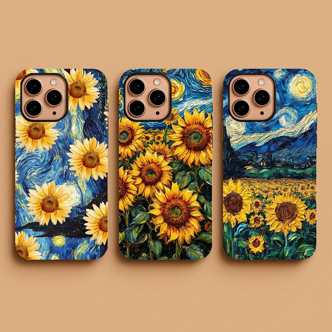 Van Gogh Sunflower Phone Case, Starry Night Cover, Impressionist Oil ...