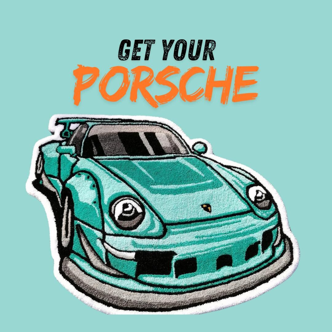 Porsche 911 Vintage Car Tufted Rug, Car Rug, Sport Car Art Tufted ...