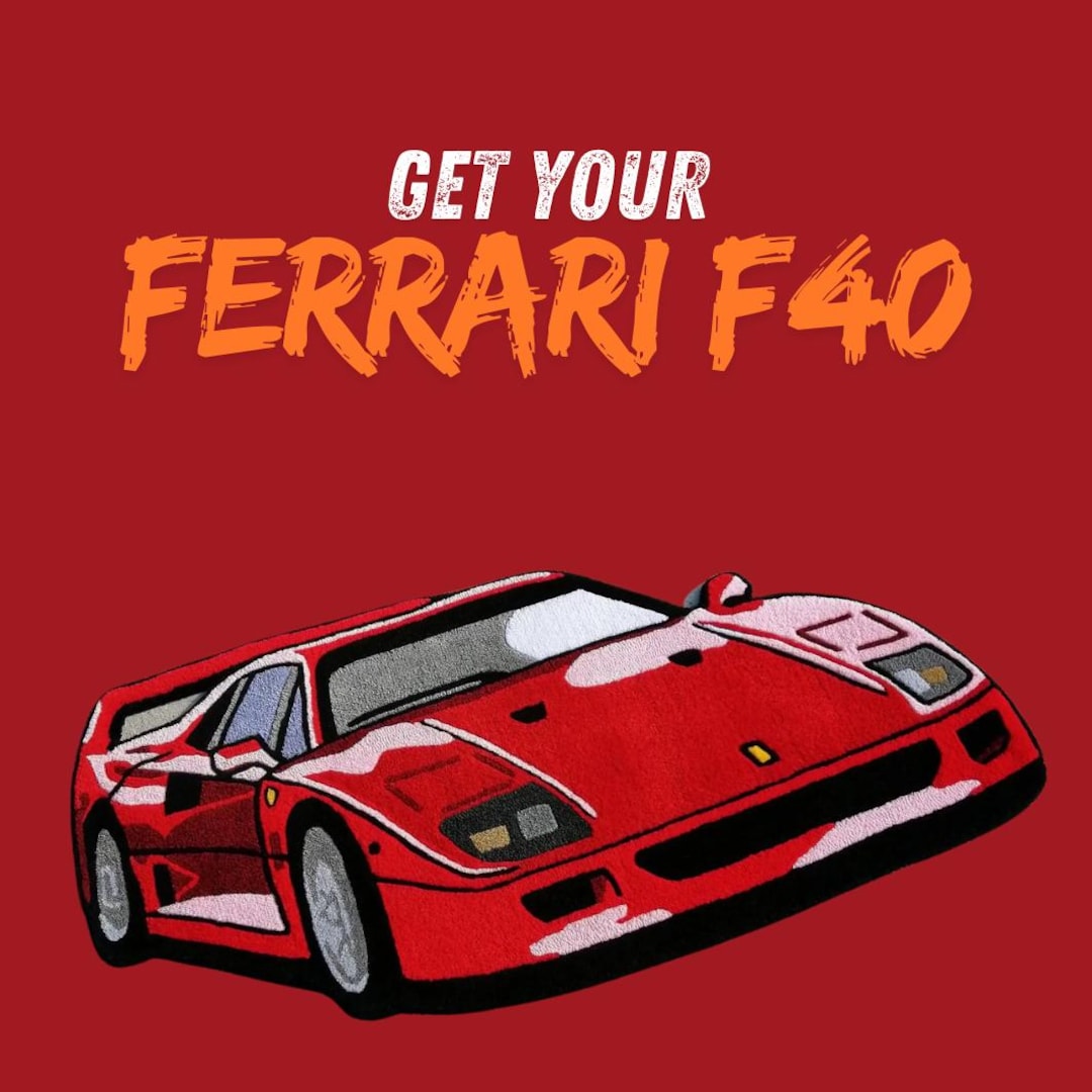 FERRARI F40 Car Tufted Rug, Car Rug, Sport Car Art Tufted Carpet ...