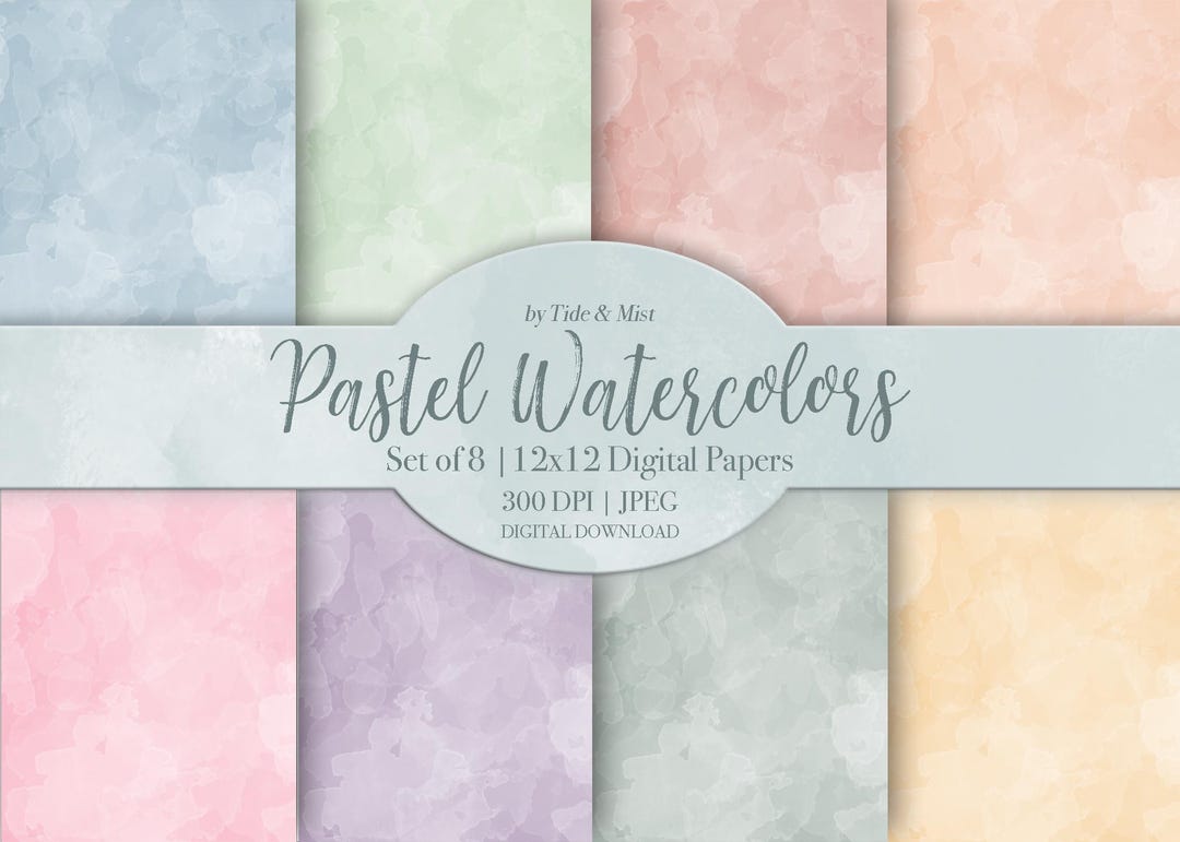 Pastel Watercolors, Digital Paper Pack, Scrapbooking, Digital ...