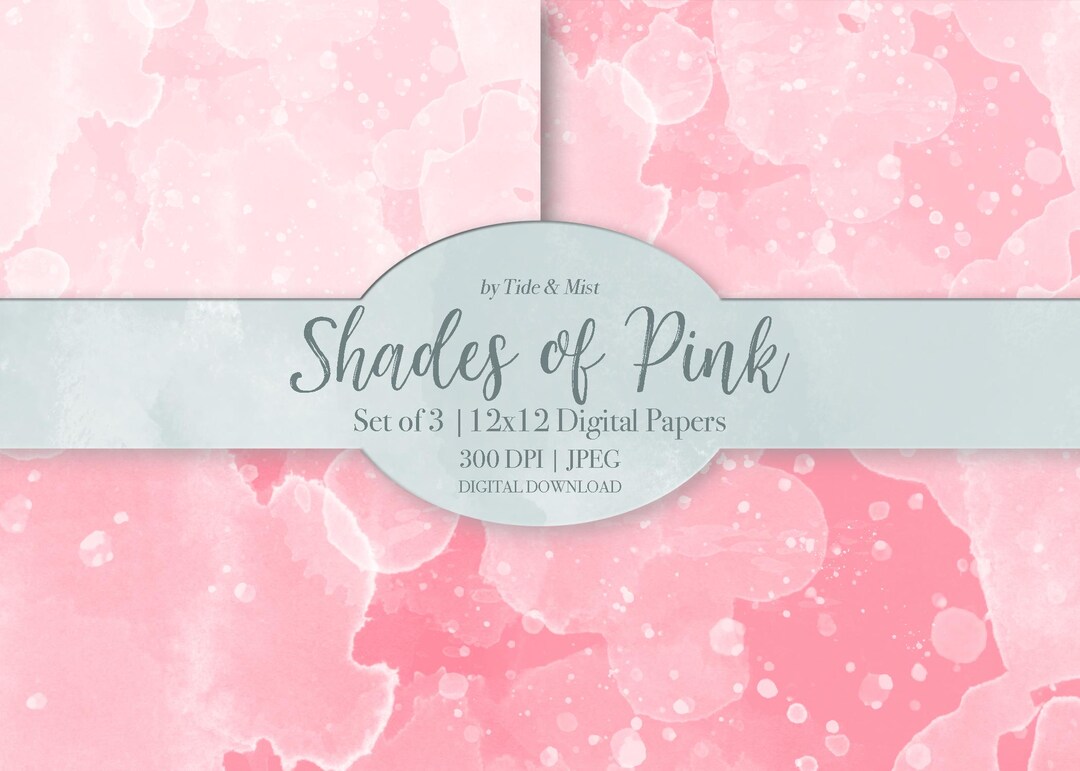 Shades of Pink Watercolors, Digital Paper Pack, Scrapbooking, Digital ...