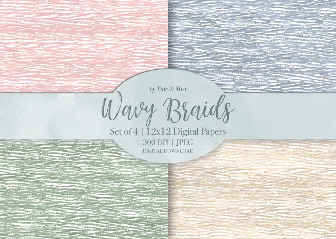 Wavy Braids, Digital Paper Pack, Pastel Papers, Abstract, Scrapbooking ...