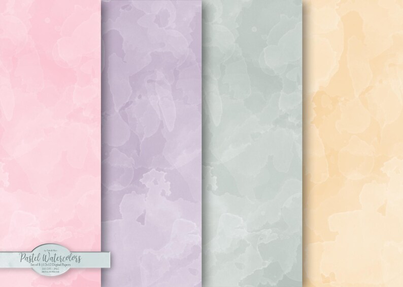 Pastel Watercolors, Digital Paper Pack, Scrapbooking, Digital ...