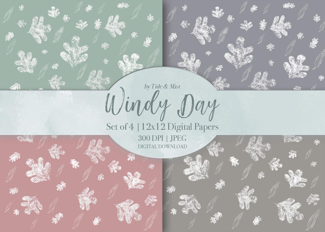 Windy Day, Digital Paper Pack, Pastel Papers, Abstract, Scrapbooking ...