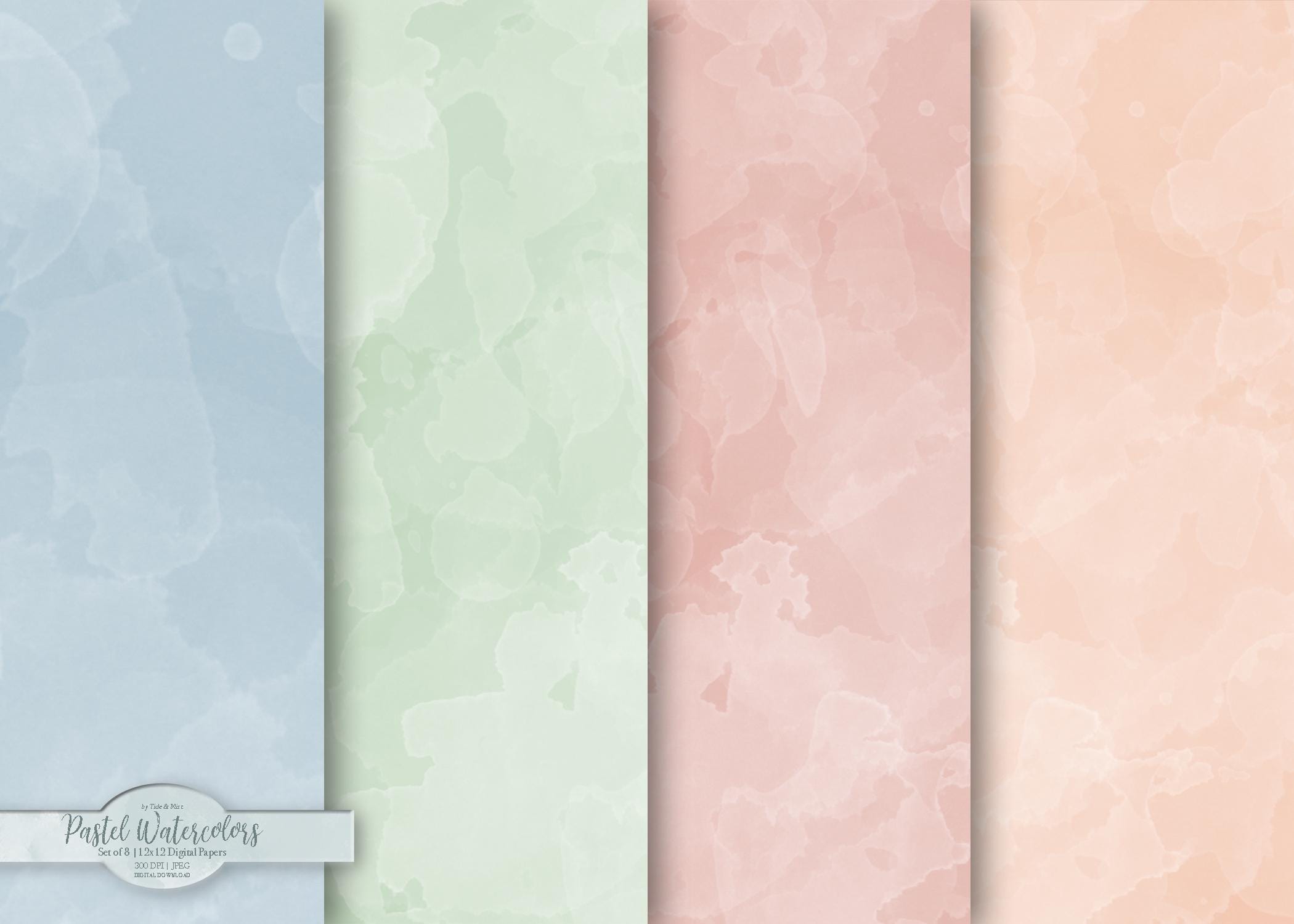 Pastel Watercolors, Digital Paper Pack, Scrapbooking, Digital ...