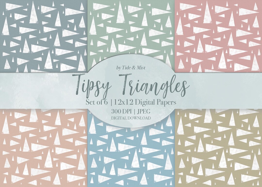 Tipsy Triangles, Digital Paper Pack, Pastel Papers, Abstract ...