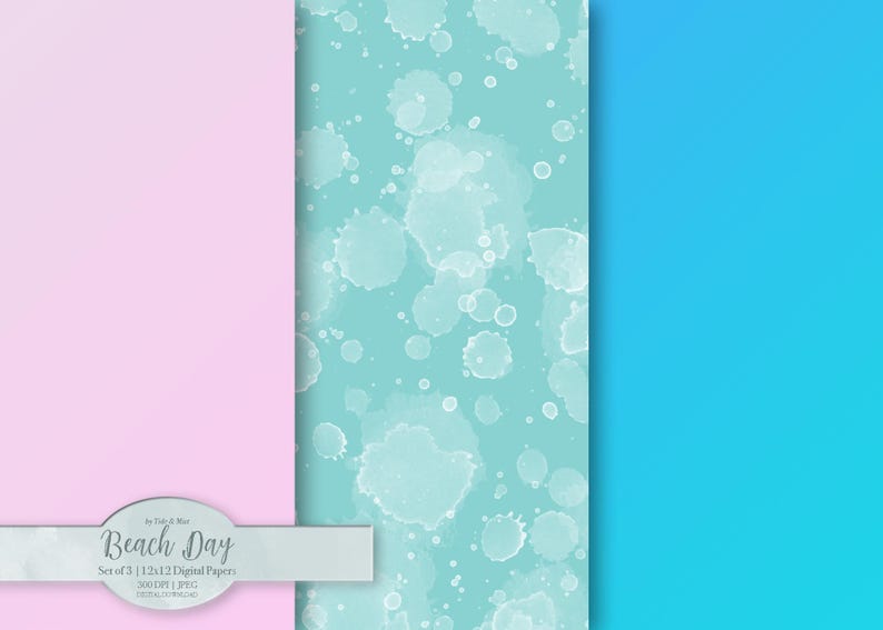 Beach Day, Digital Paper Pack, Scrapbooking, Digital Background, Summer ...