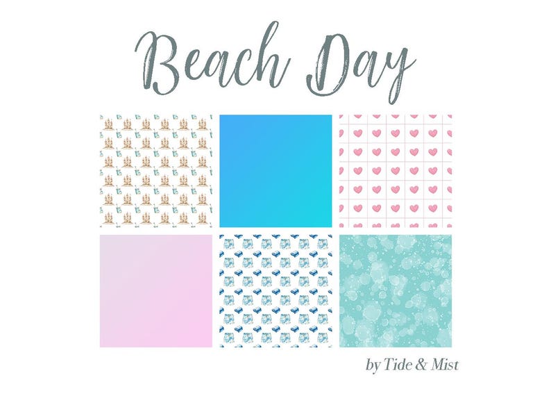 Beach Day, Digital Paper Pack, Scrapbooking, Digital Background, Summer ...