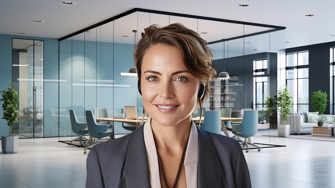 Modern Corporate Office Environment Zoom Teams Meet Video Call ...
