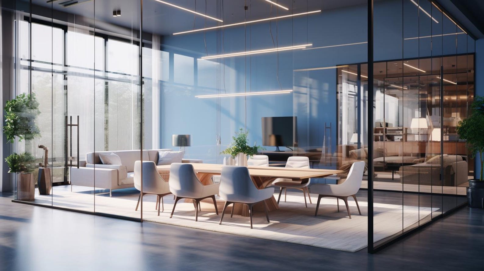 Modern Corporate Office Environment Zoom Teams Meet Video Call ...