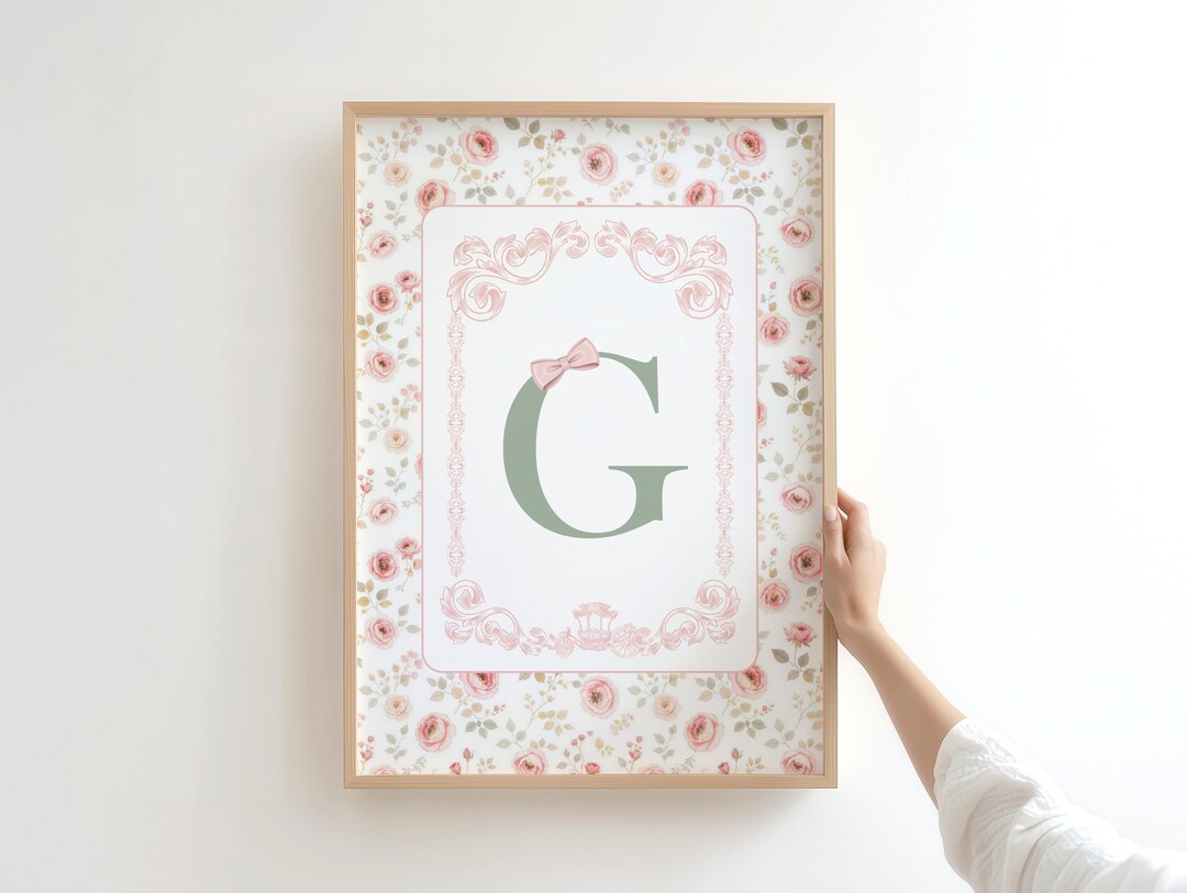 Floral Monogram Letter Print, Personalized Nursery Art (digital ...