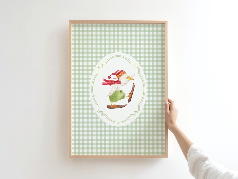 Skiing Goose Nursery Print, Winter Kids Room Decor (digital Download ...