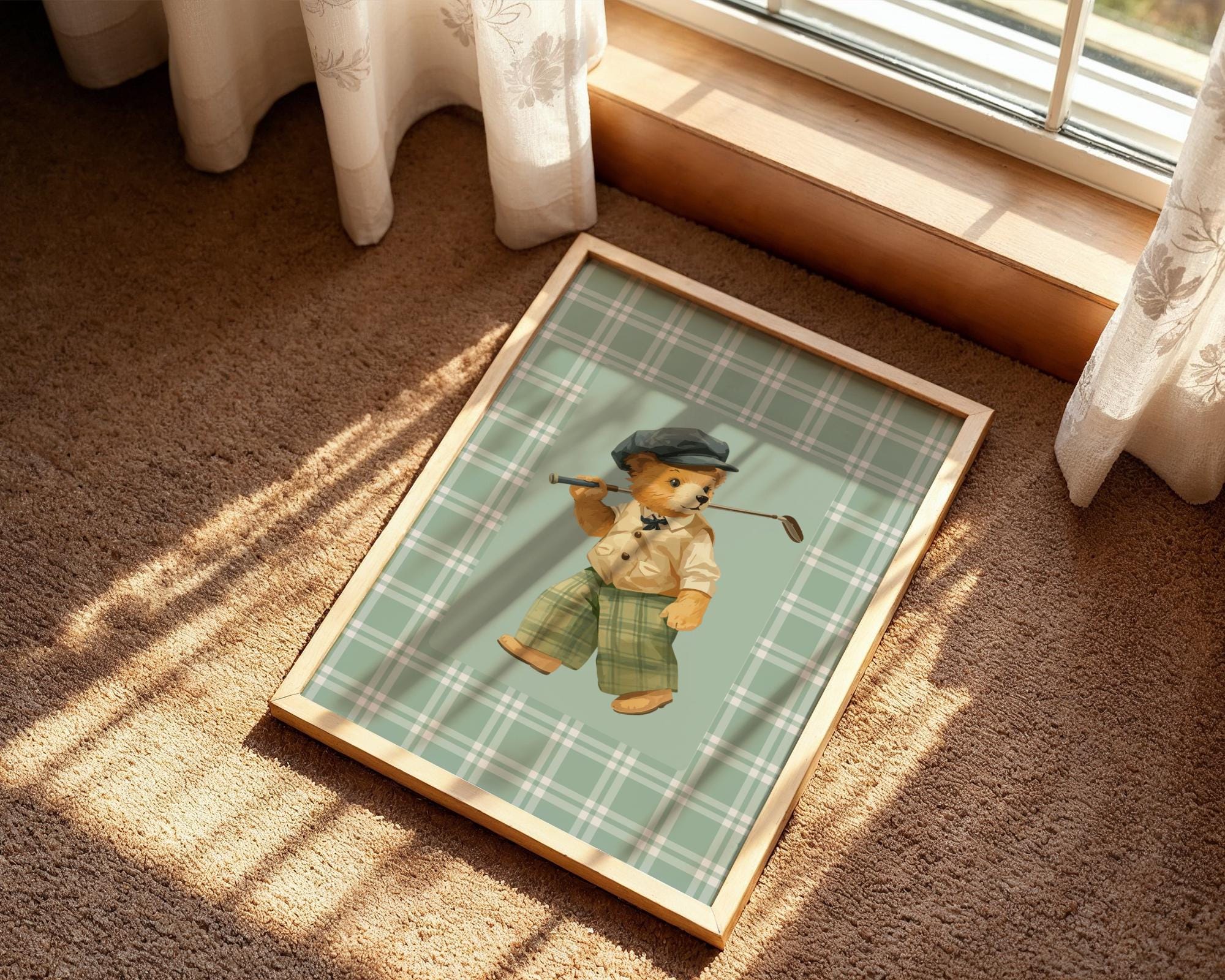 Vintage Golf Teddy Bear Wall Art, Classic Nursery Printable - Etsy
