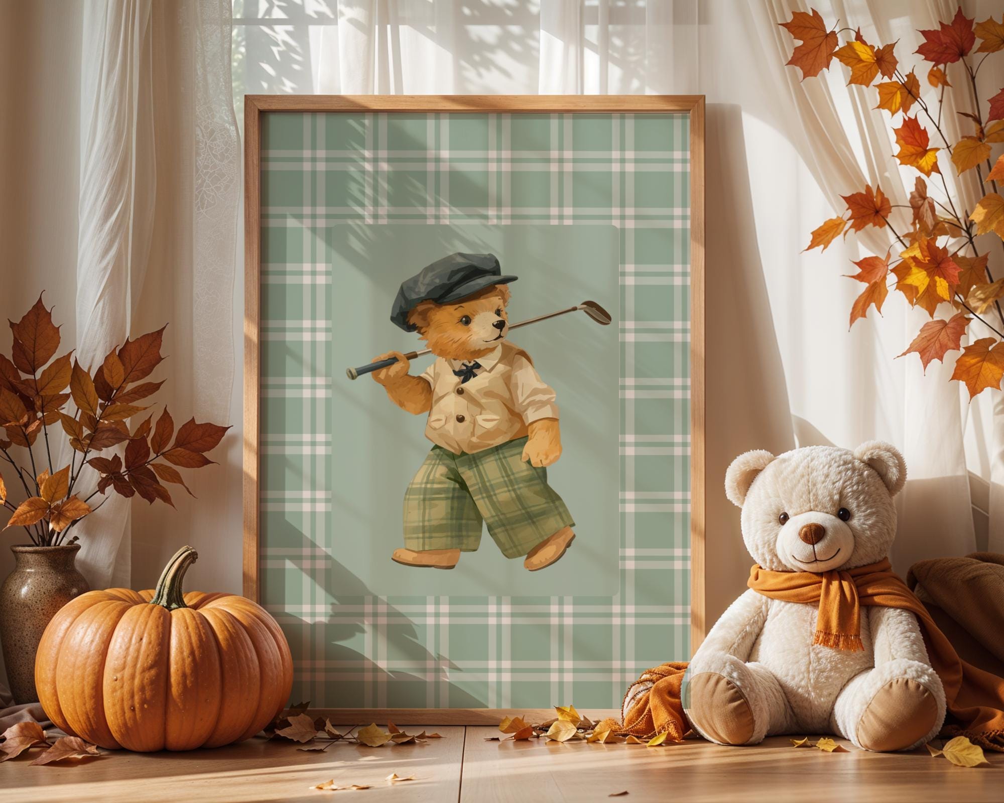 Vintage Golf Teddy Bear Wall Art, Classic Nursery Printable - Etsy