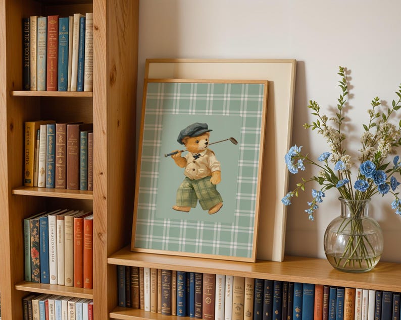 Vintage Golf Teddy Bear Wall Art, Classic Nursery Printable - Etsy