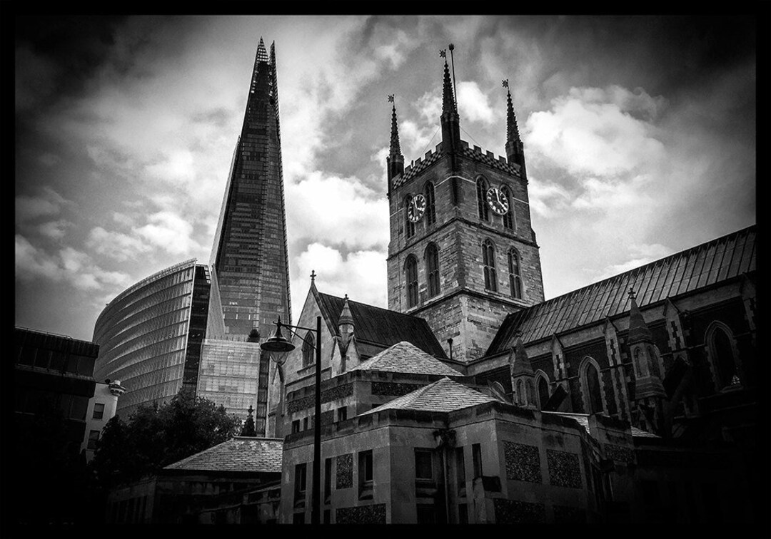 Old and New London - Black and White 10x7 Print Featuring the Shard and ...