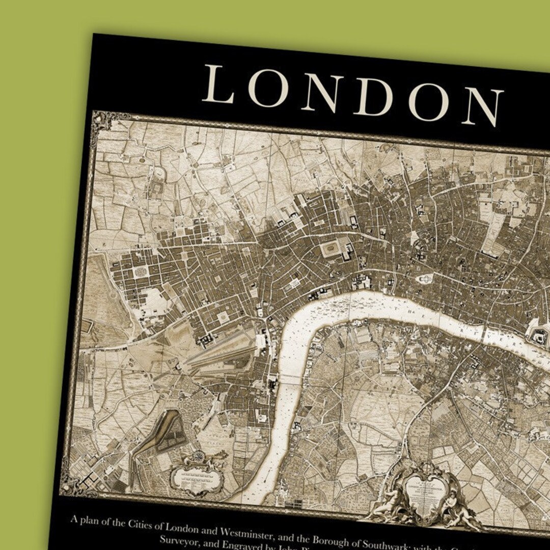 1746 Map of London by John Rocque 30x20 Inch Poster Print - Etsy