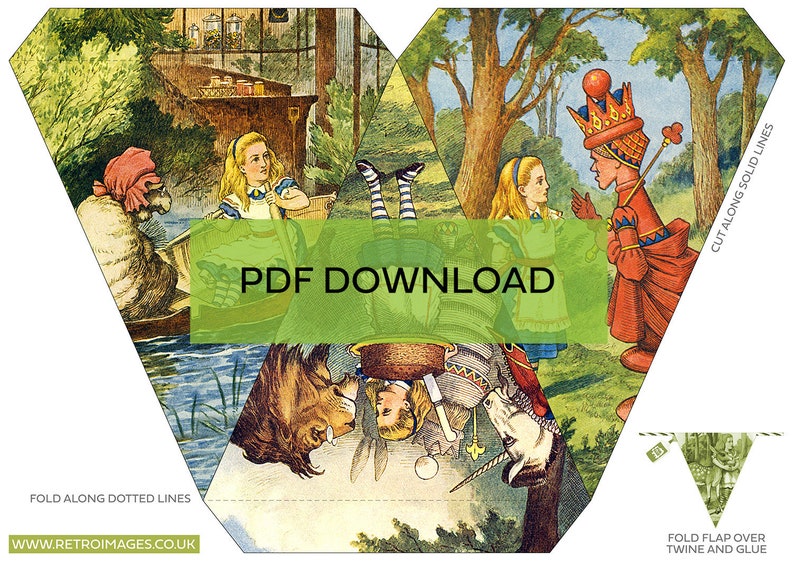 Alice's Adventures in Wonderland Print Your Own Bunting - Etsy