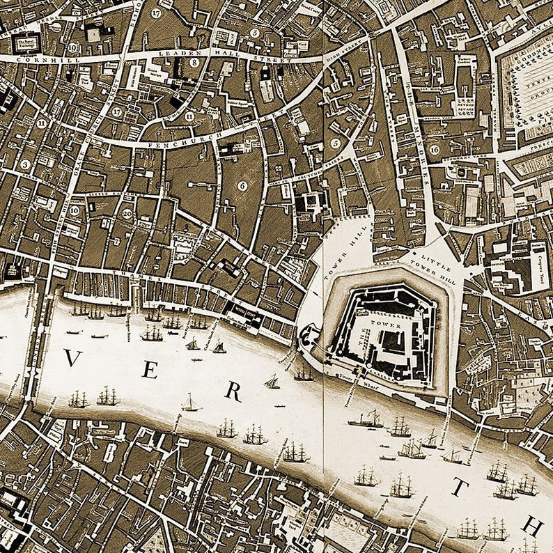 1746 Map of London by John Rocque 30x20 Inch Poster Print - Etsy