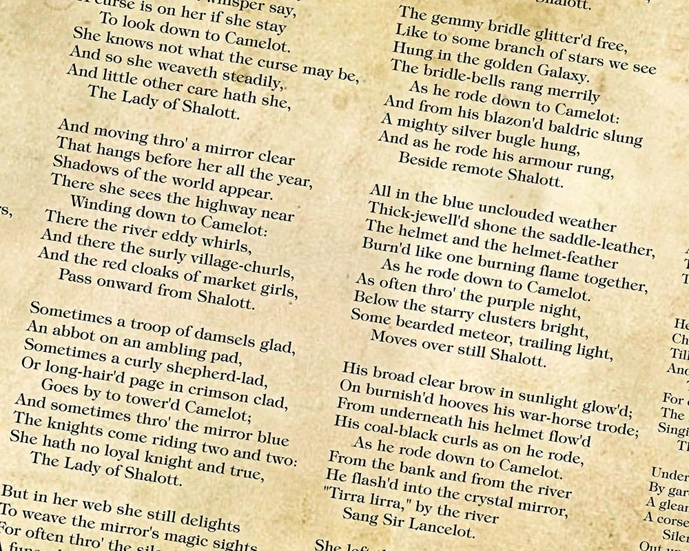 The Lady of Shalott Alfred Lord Tennyson Poem 10x8 Print - Etsy UK