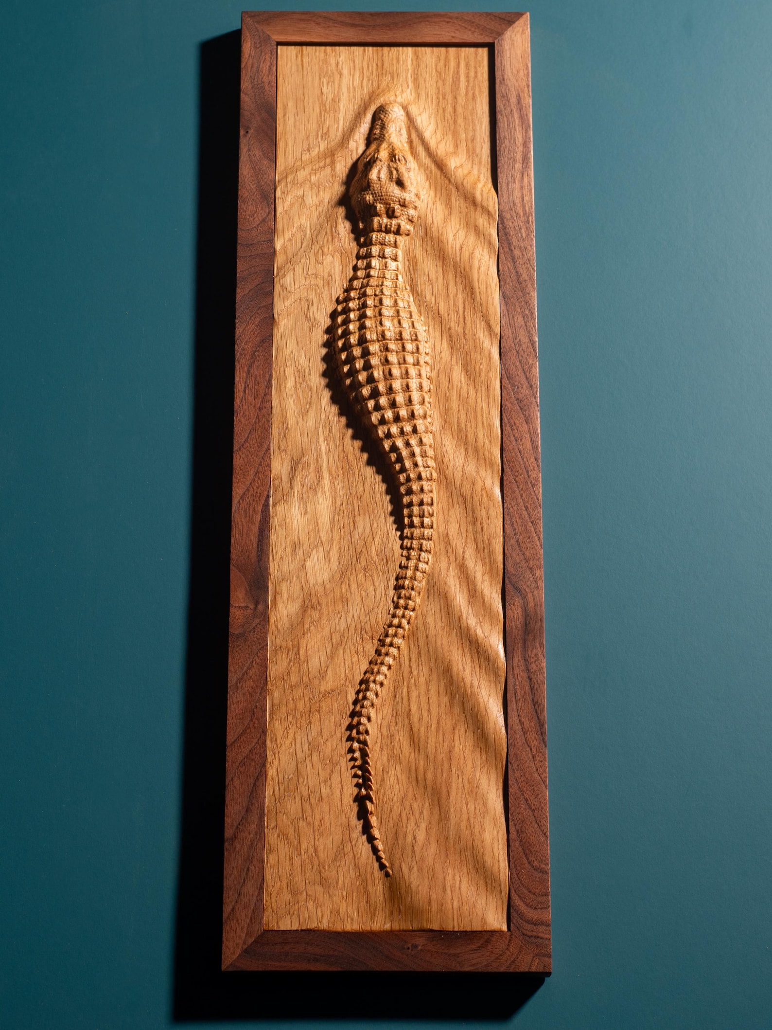 Handcrafted Wooden Crocodile Wall Art – 3D Carved American Oak ...
