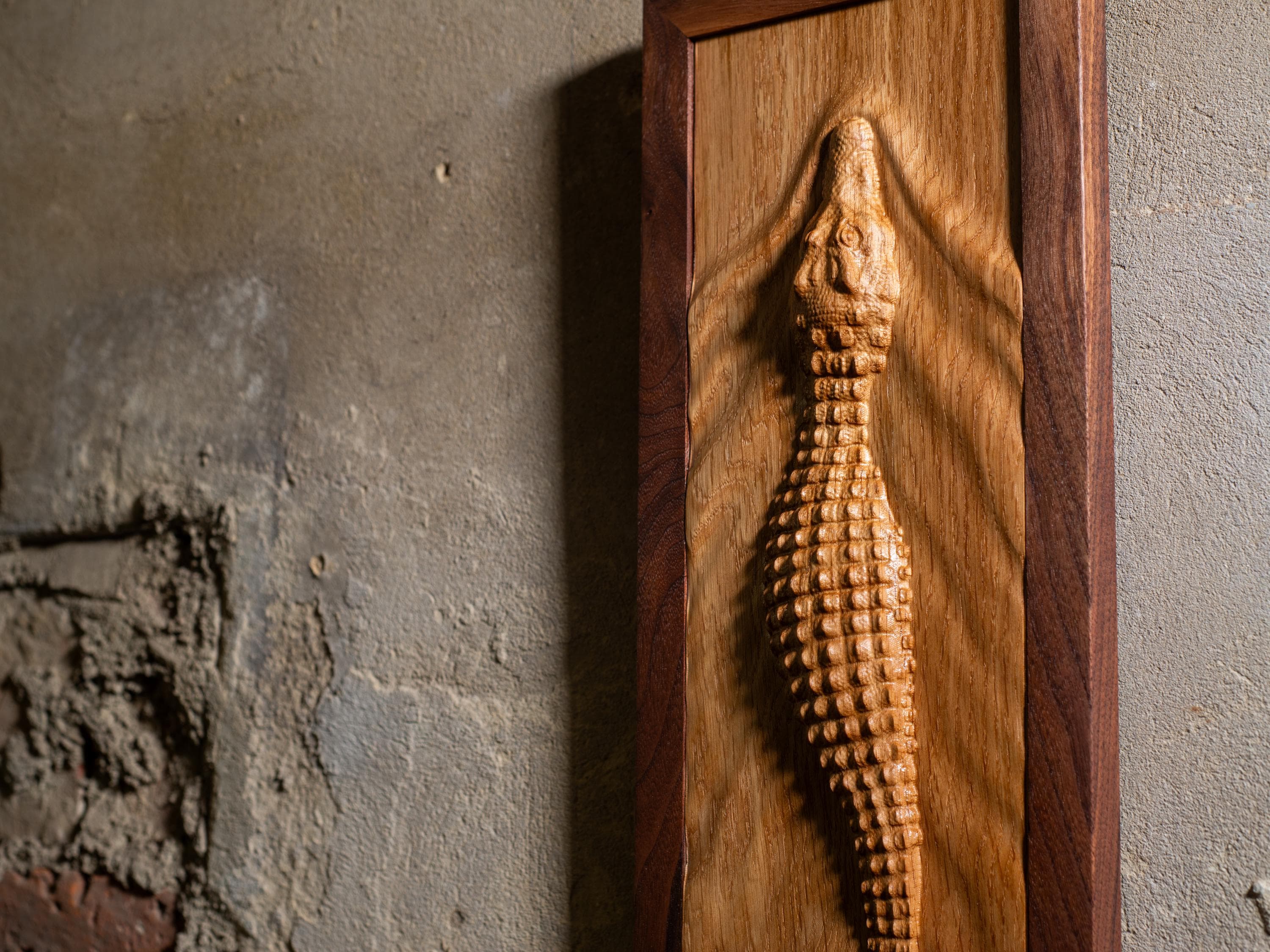 Handcrafted Wooden Crocodile Wall Art – 3D Carved American Oak ...