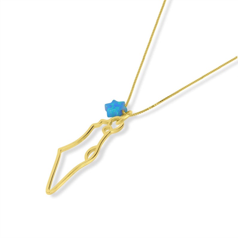 Map of Israel Necklace, Gold Israel Pendant, Star of David Jewelry ...