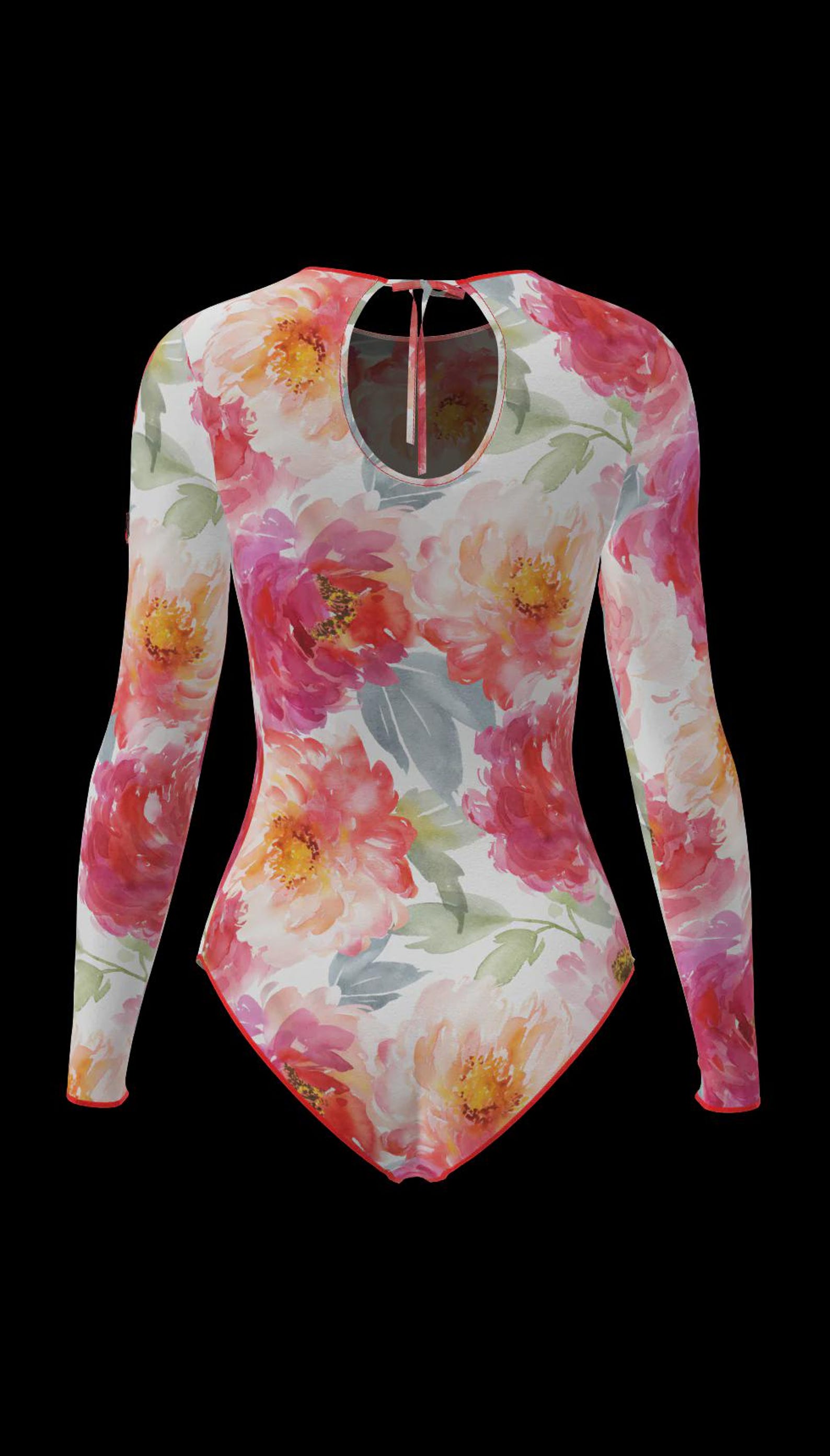 Tan Through One Piece Swimsuit: SPF35 Tenderness Print - Pitaya - Etsy