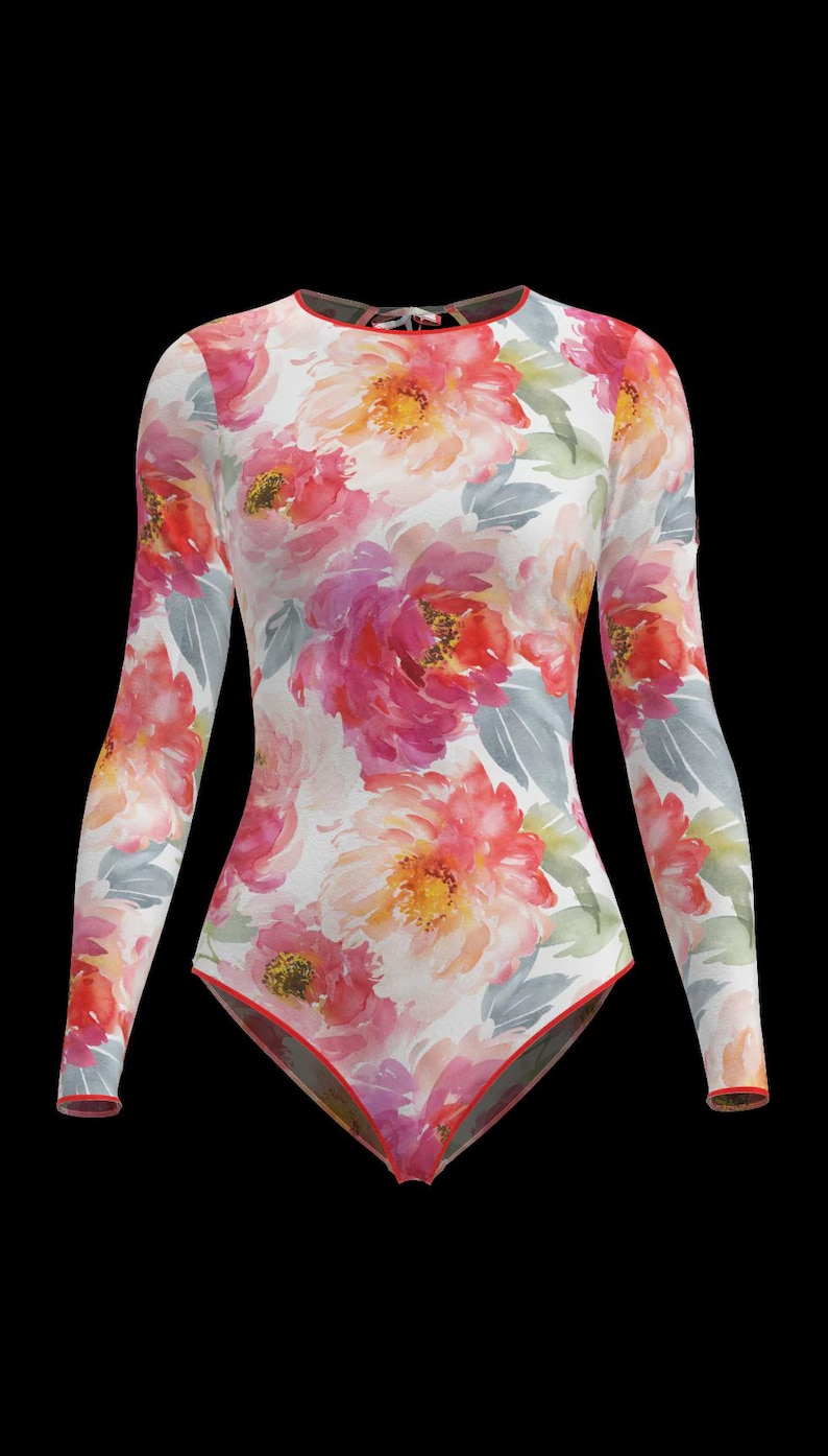 Tan Through One Piece Swimsuit: SPF35 Tenderness Print - Pitaya - Etsy