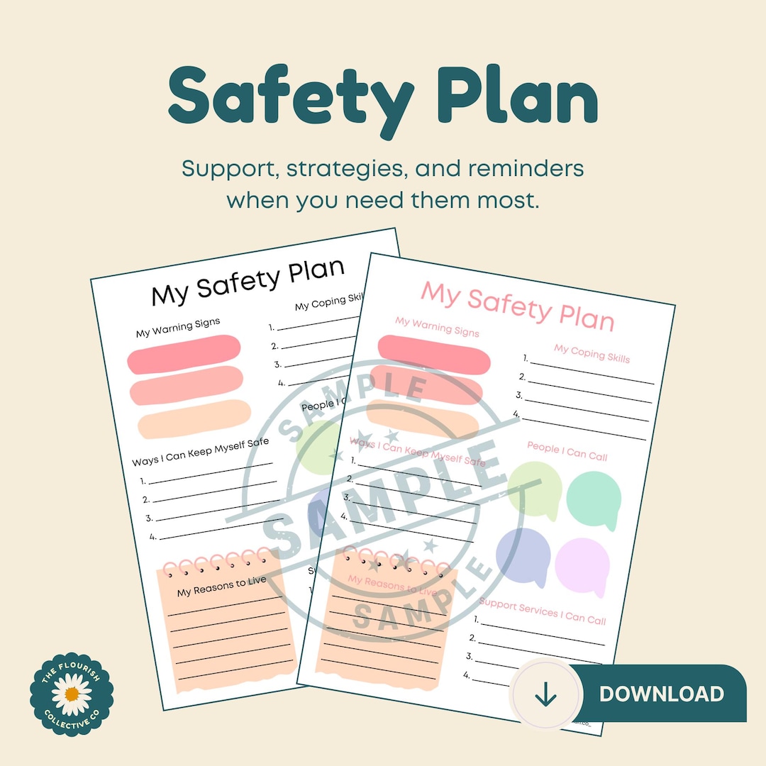 Printable Safety Crisis Plan Worksheet - Therapy Aid, School Counselor ...