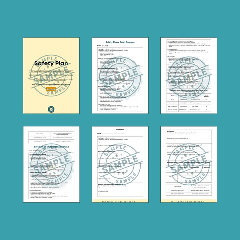 Printable Safety Crisis Plan Worksheet - Therapy Aid, School Counselor ...