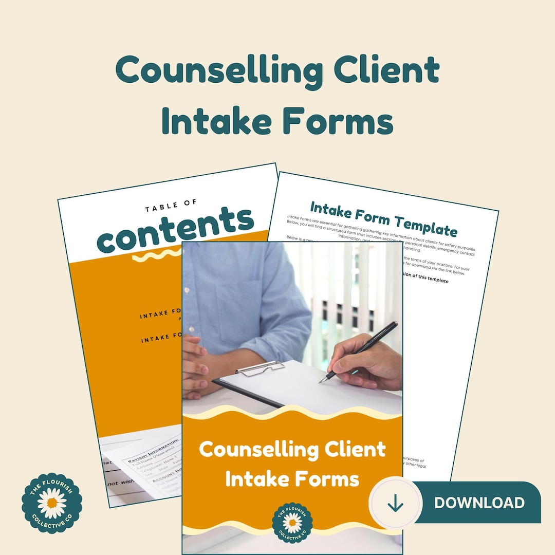 Editable Counseling Client Intake Form | Printable Therapy Intake ...