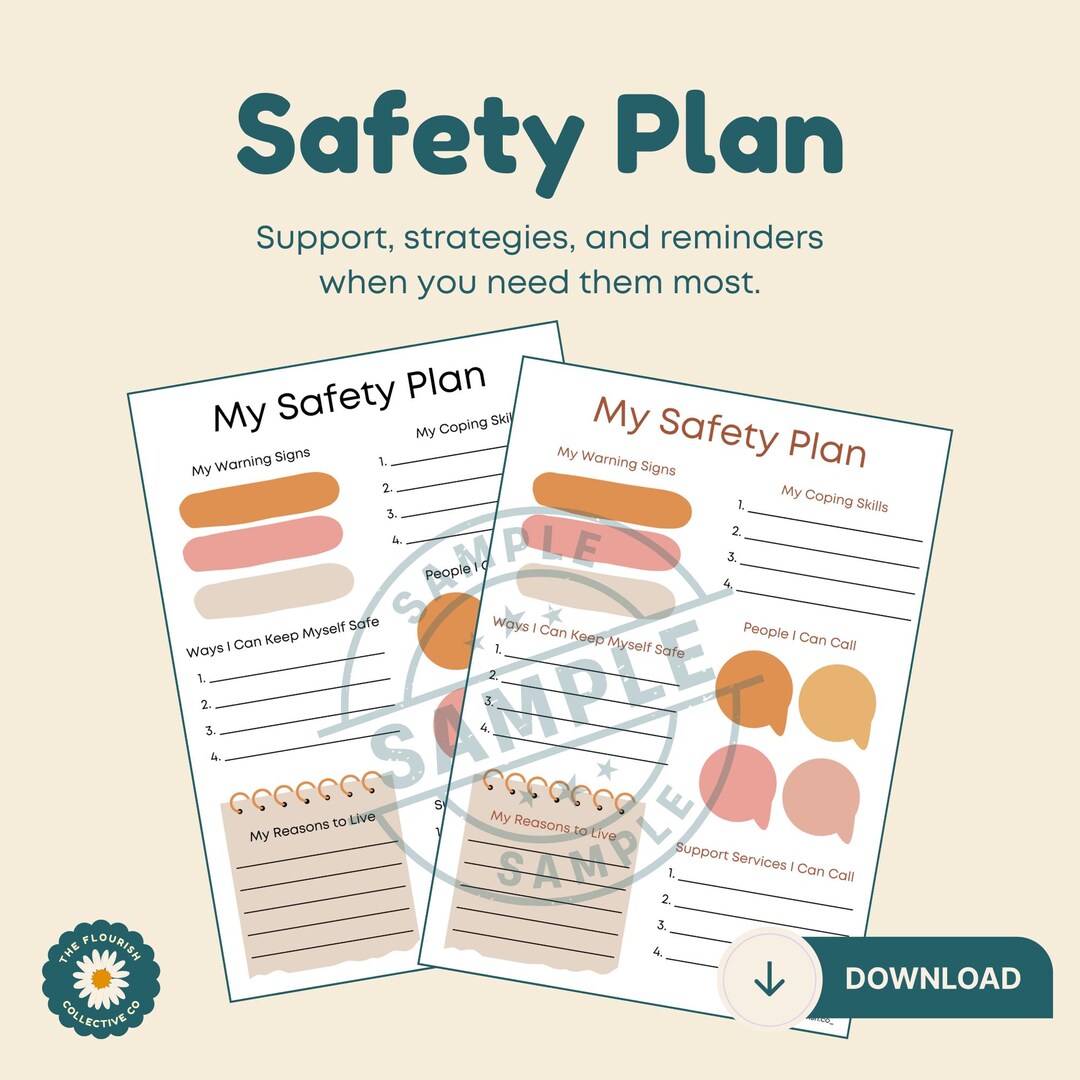 Printable Safety Crisis Plan Worksheet - Therapy Aid, School Counselor ...