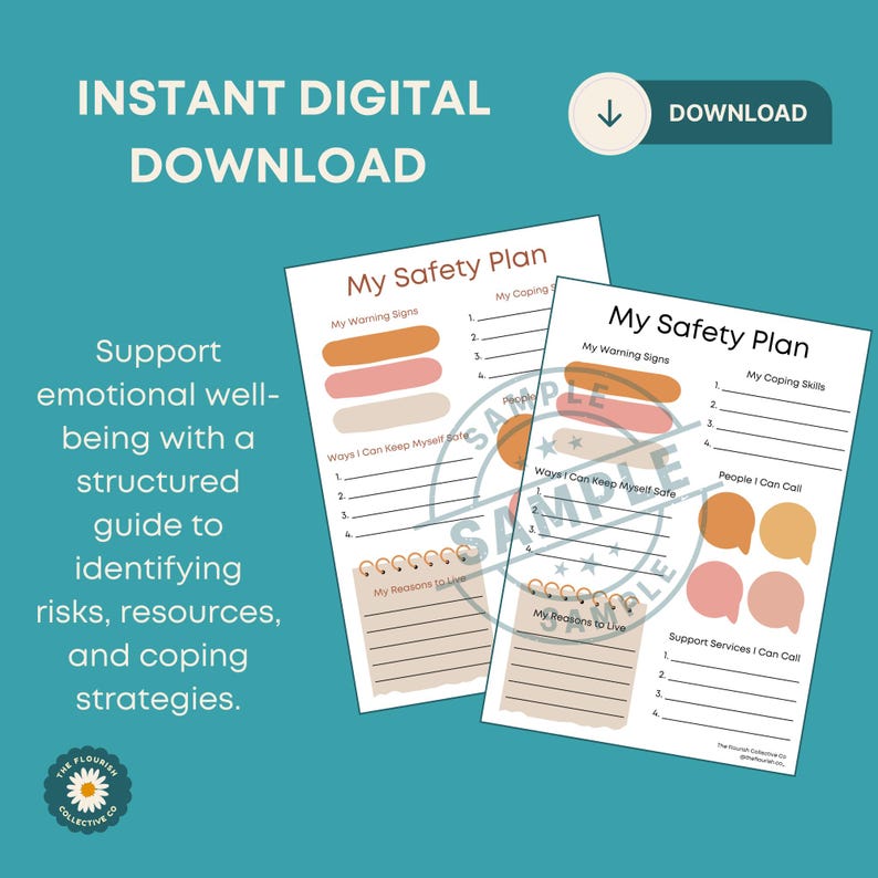 Printable Safety Crisis Plan Worksheet - Therapy Aid, School Counselor ...