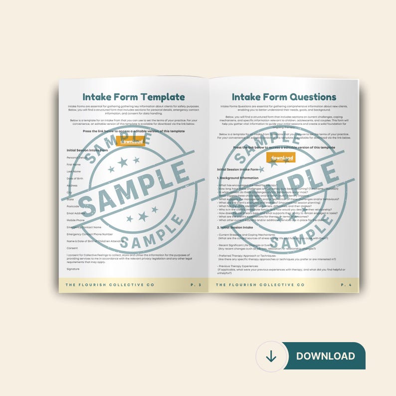 Editable Counseling Client Intake Form | Printable Therapy Intake ...