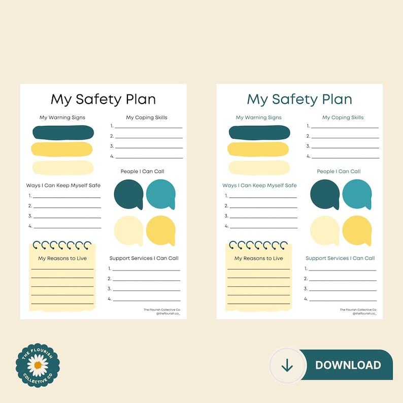 Printable Safety Crisis Plan Worksheet - Therapy Aid, School Counselor ...