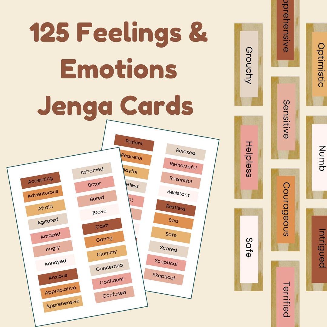 125 Jenga Feeling & Emotions Cards Social Psychology,table Talk Family ...