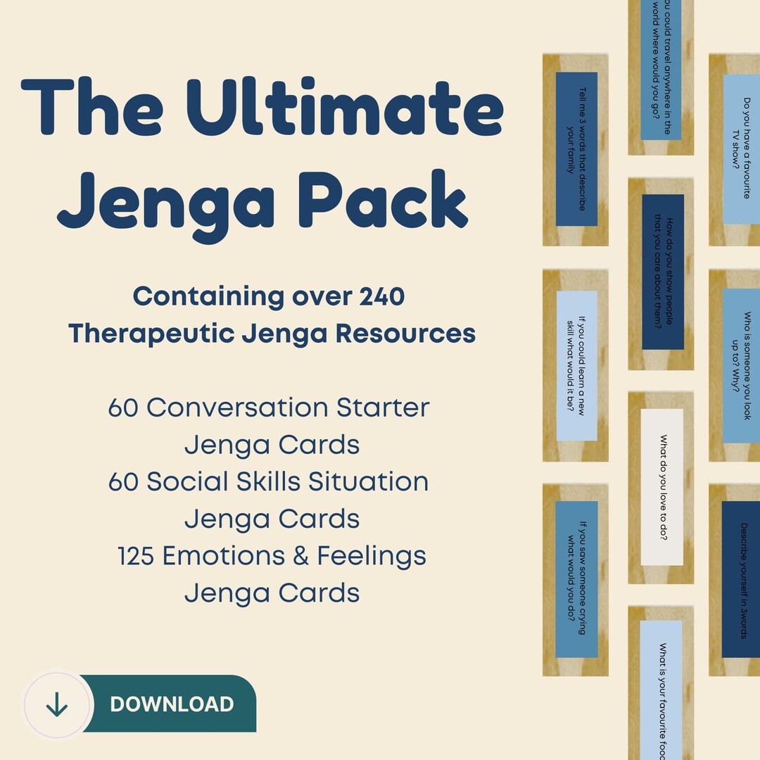 Jenga Conversation Starter Cards Mega Pack - Social Psychology, Table ...