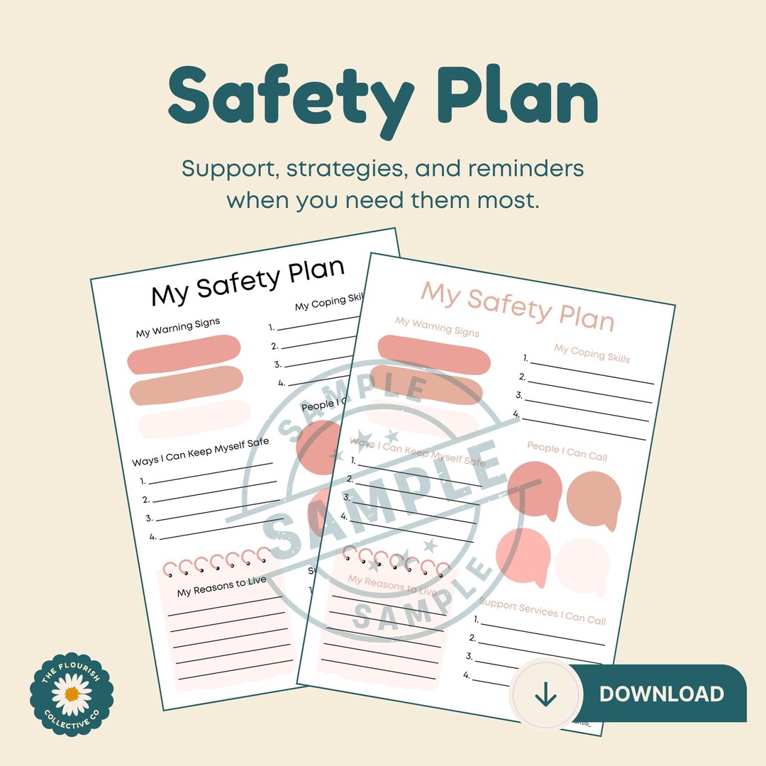 Printable Safety Crisis Plan Worksheet - Therapy Aid, School Counselor ...