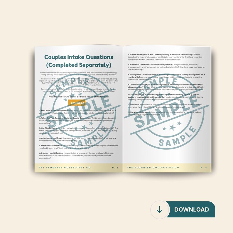 Editable Couples Counseling Intake Form Template | Printable Marriage ...