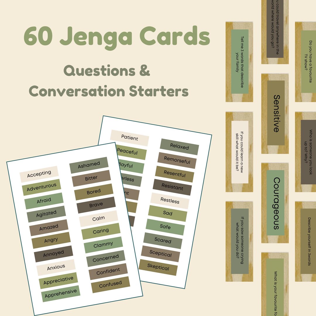 Jenga Questions & Conversation Starter Cards Social Psychology, Table ...